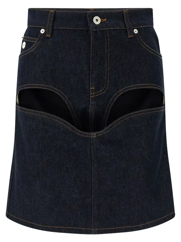 JEAN PAUL GAULTIER Denim Mini Skirt With Cutouts - Blue