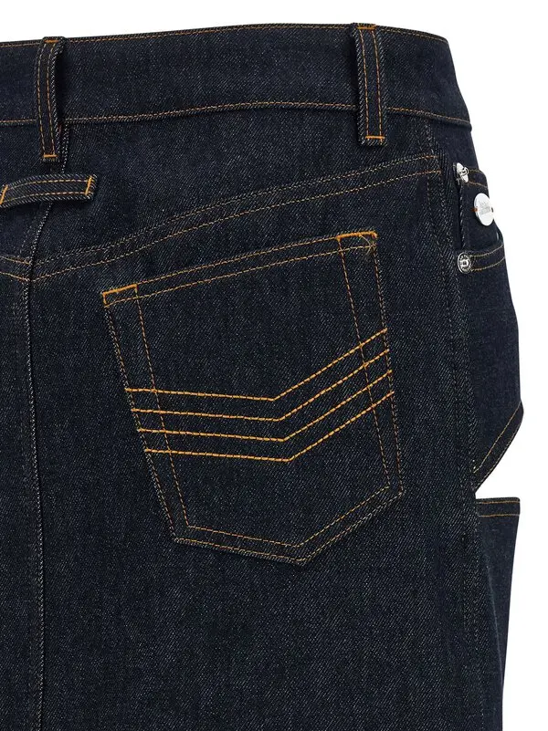 JEAN PAUL GAULTIER Denim Mini Skirt With Cutouts - Blue