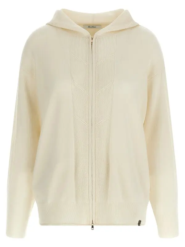 Max Mara Mxpcrusca Cashmere Zip-up Hooded Cardigan - White