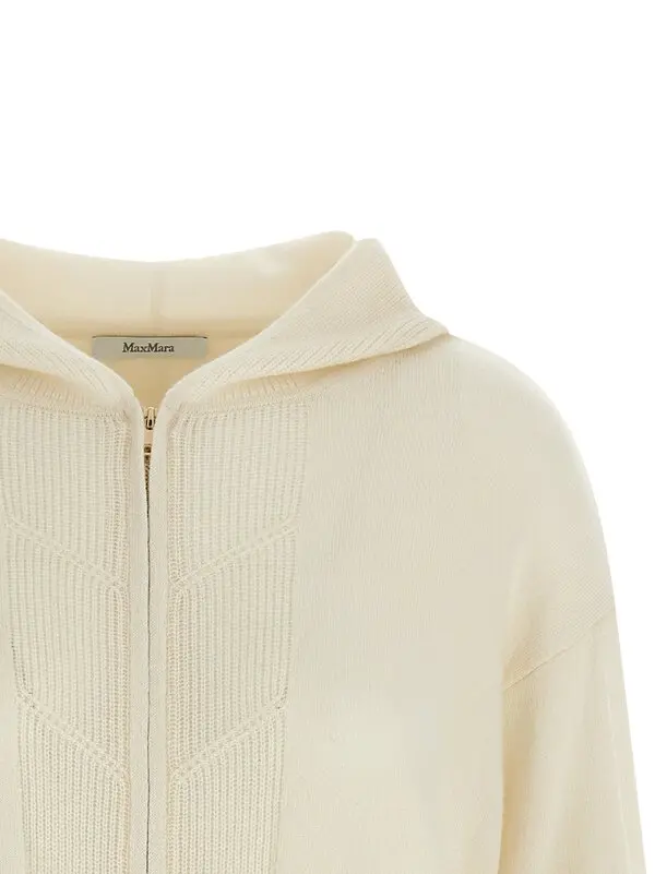 Max Mara Mxpcrusca Cashmere Zip-up Hooded Cardigan - White