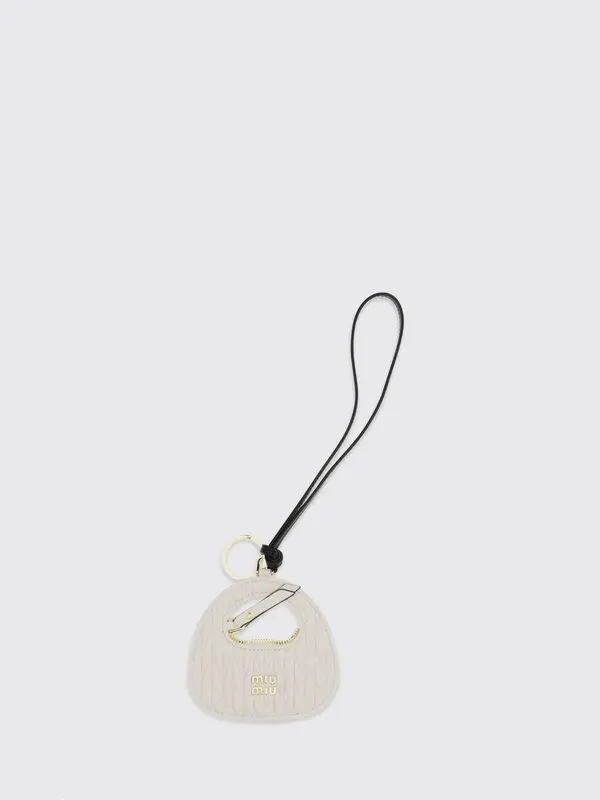 Miu Miu Textured Lambskin Key Chain - White