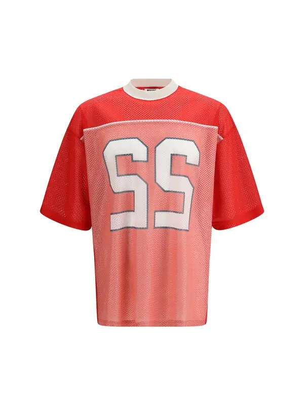 Moschino Technical Mesh T-shirt With Reversed Print - Red