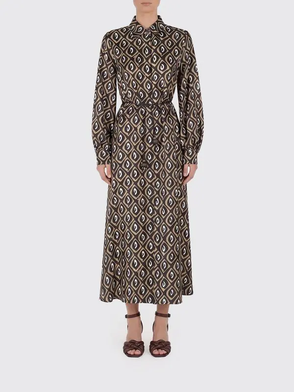 Max Mara Silk Printed Dress - Black