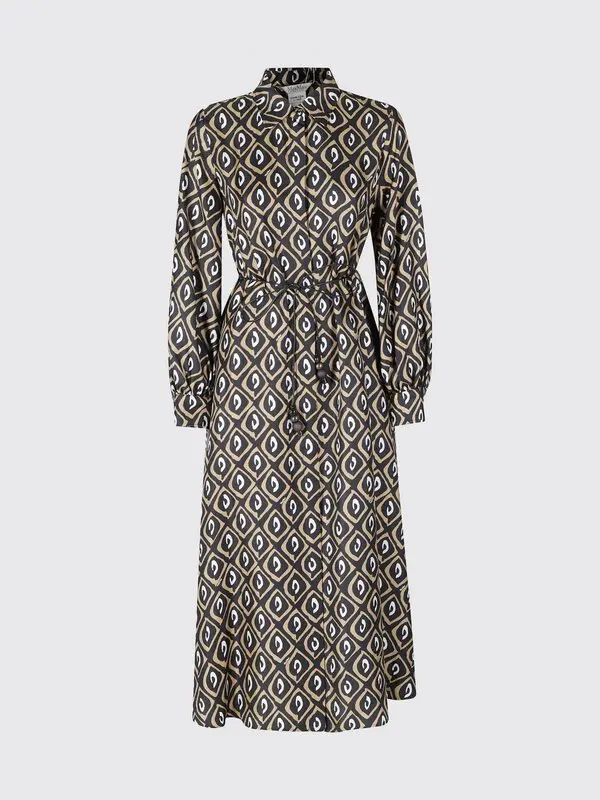 Max Mara Silk Printed Dress - Black