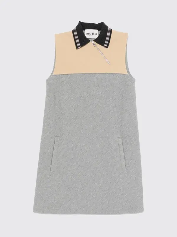 Miu Miu Sleeveless Collared Dress With Contrast Panel