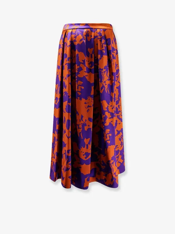 Dries Van Noten Soni Printed Viscose A-line Skirt - Orange