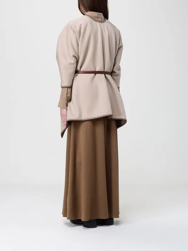 Max Mara Cape With Tie Detail And Contrasting Trim