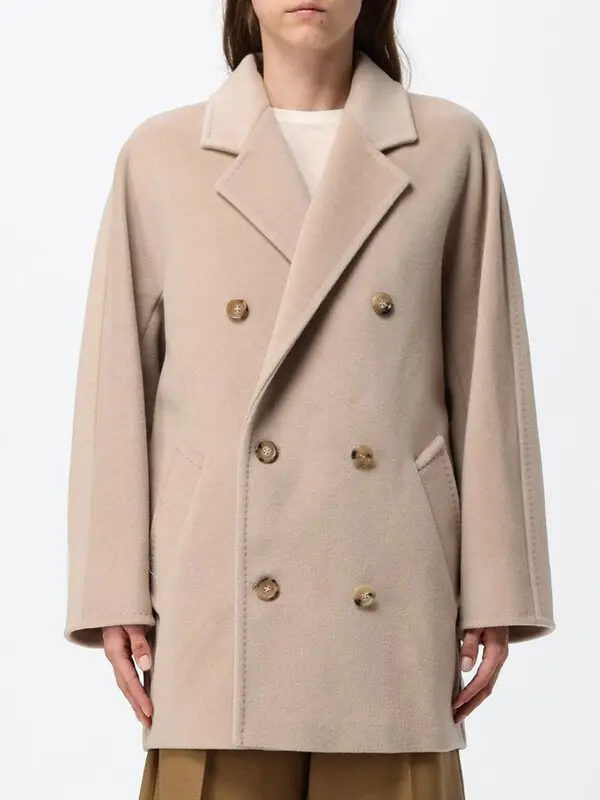 Max Mara Cape With Tie Detail And Contrasting Trim - Cream