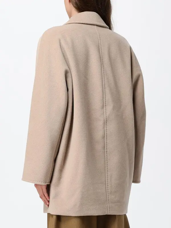Max Mara Cape With Tie Detail And Contrasting Trim - Cream