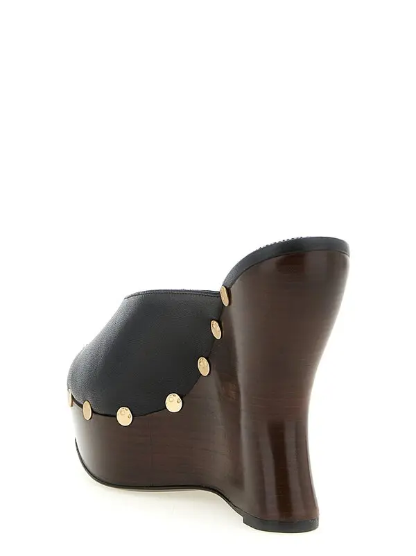 Magda Butrym Leather Mules With Wooden Wedge - Black
