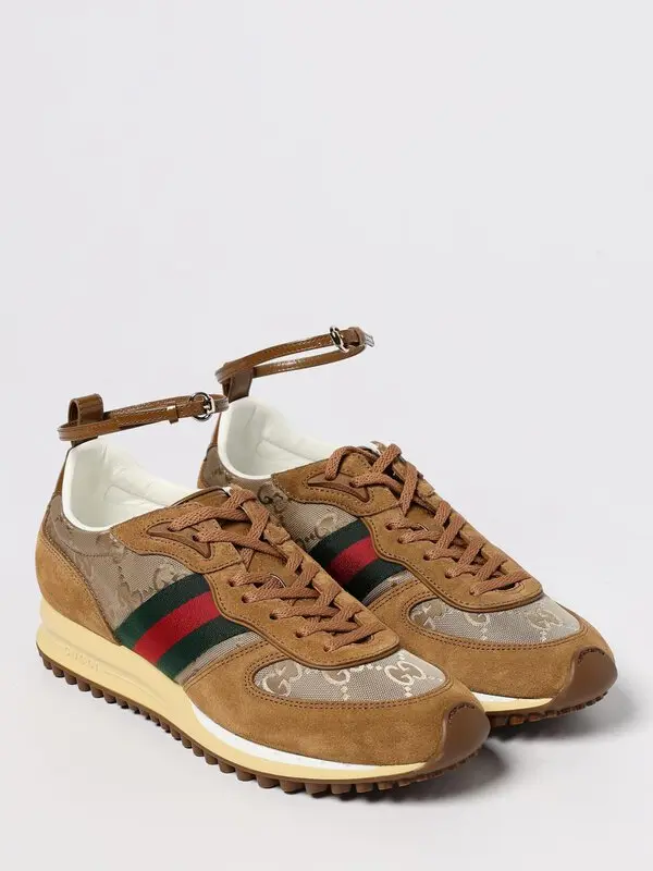 Gucci Calf Skin Sneakers With Horsebit Detailing - Cream