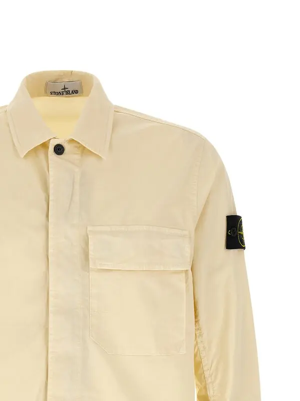 Stone Island Garment-dyed Stretch Cotton Twill Overshirt