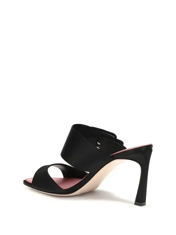 ROGER VIVIER Trompette Mules Sandals With Crystal Buckle - Black