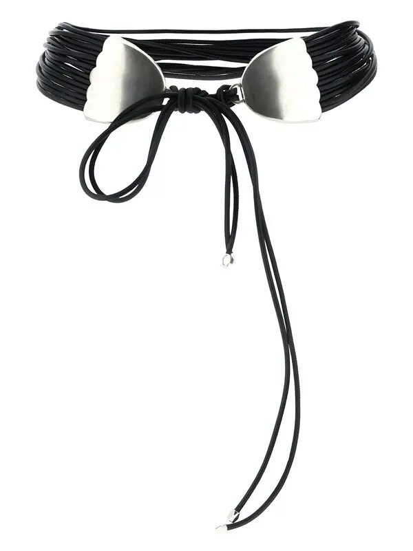 Isabel Marant Étoile Brandy Lambskin Belt With Silver Brass Detail - Black