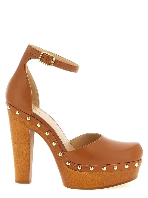 Chloé Lola Platform Pumps With Studded Wooden Frame - Brown