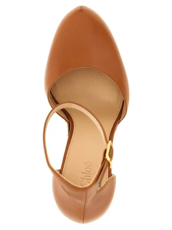 Chloé Lola Platform Pumps With Studded Wooden Frame - Brown