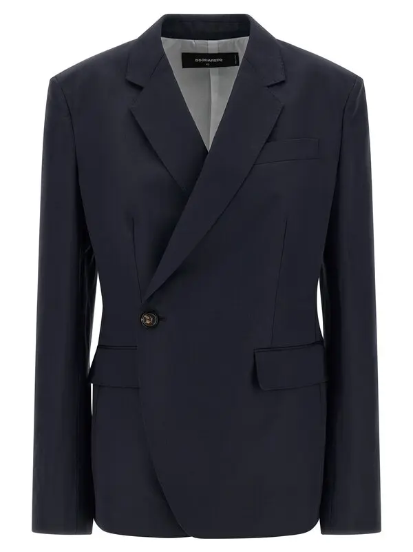 Dsquared2 Double-breasted Cotton Gabardine Blazer - Blue