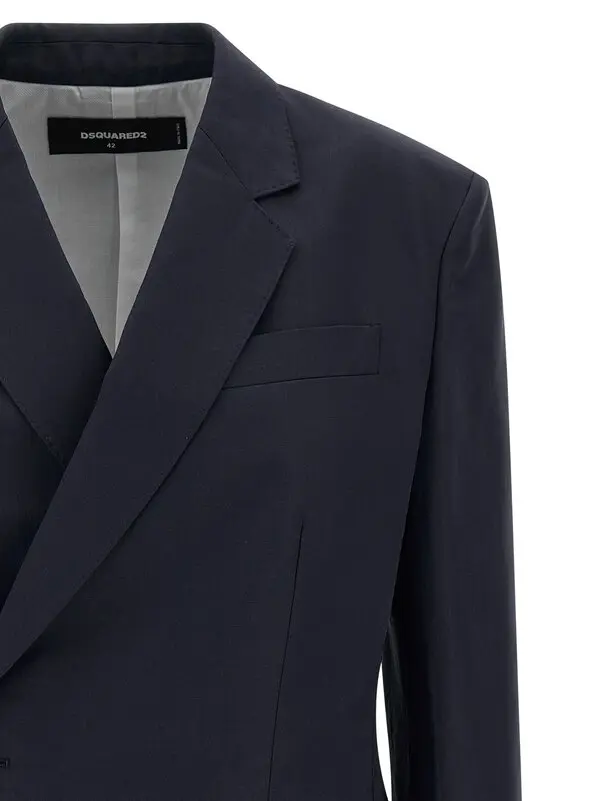 Dsquared2 Double-breasted Cotton Gabardine Blazer - Blue