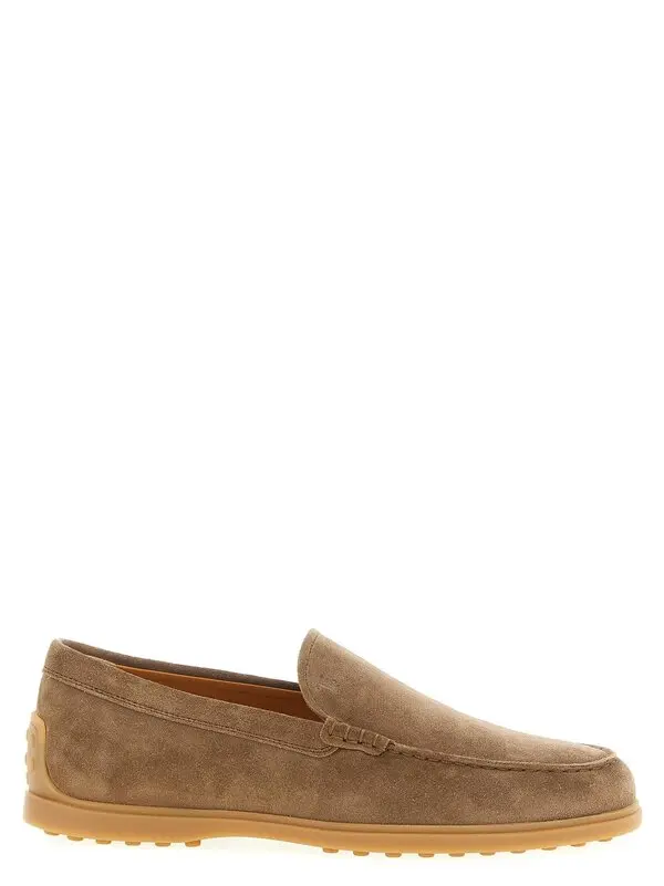TOD'S Suede Loafers With Embossed Monogram
