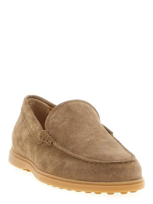 TOD'S Suede Loafers With Embossed Monogram