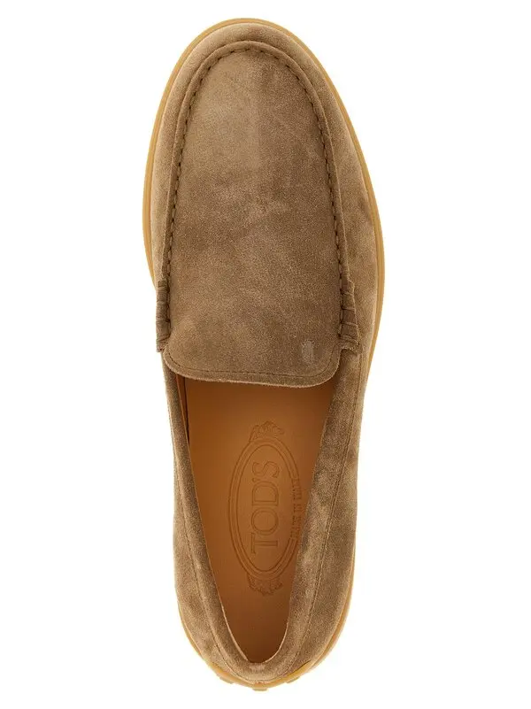 TOD'S Suede Loafers With Embossed Monogram