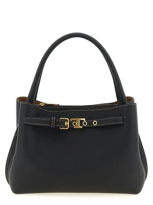 TOD'S Tim Mini Handbag In Hammered Calf Leather - Black