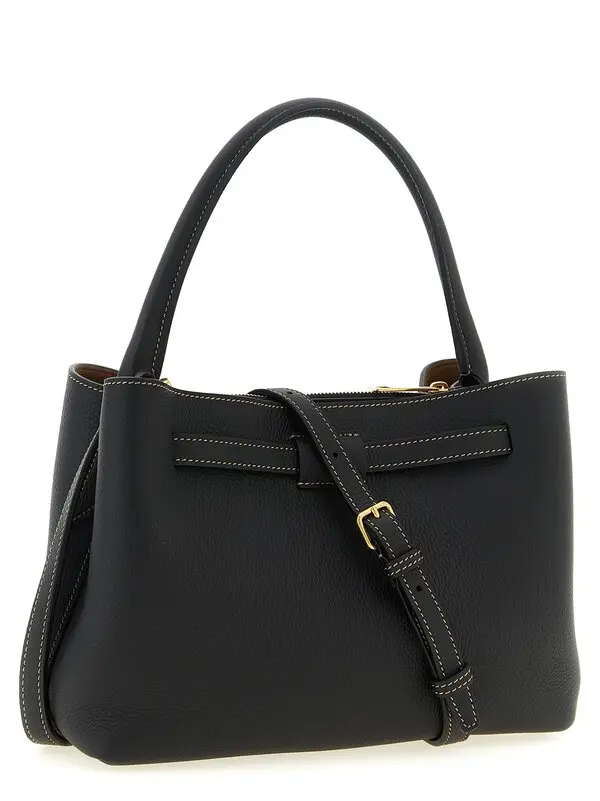 TOD'S Tim Mini Handbag In Hammered Calf Leather - Black