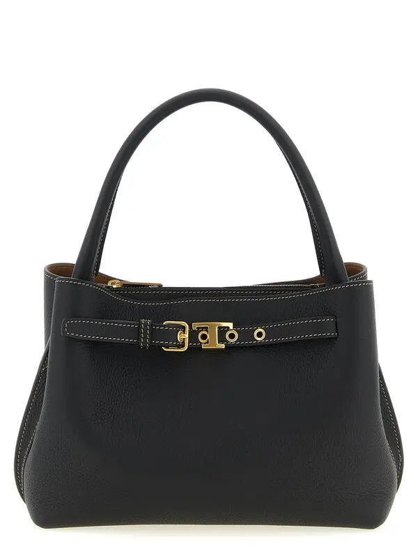 TOD'S Tim Mini Handbag In Hammered Calf Leather - Black