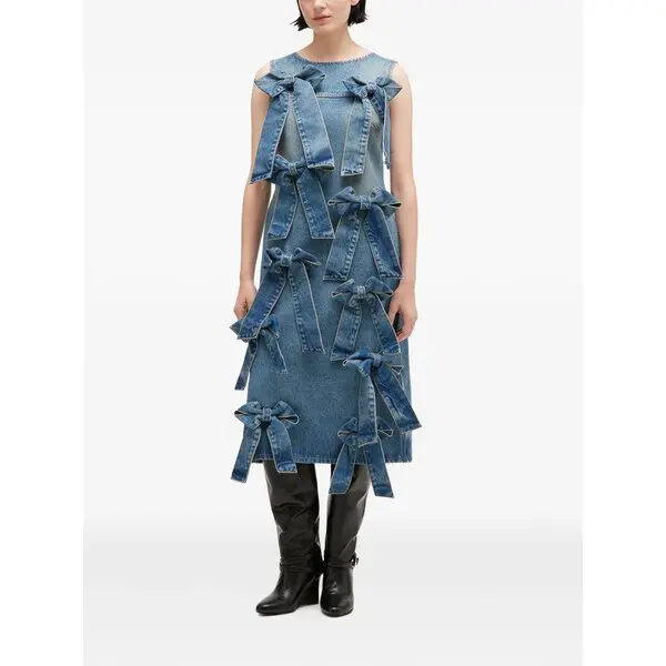 GANNI Denim Dress With Bow Detail