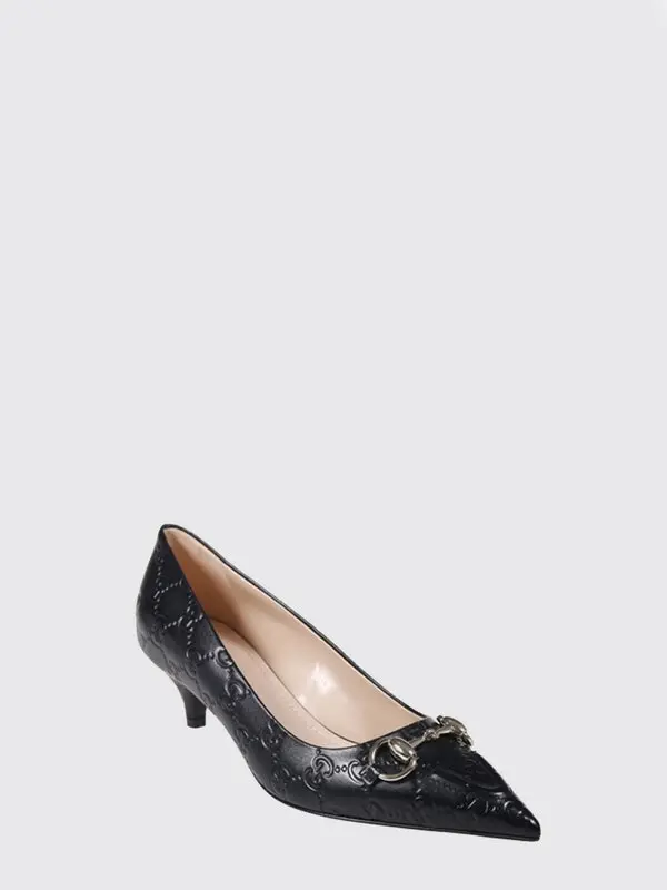 Gucci Embossed Leather Pumps With Horsebit Detail