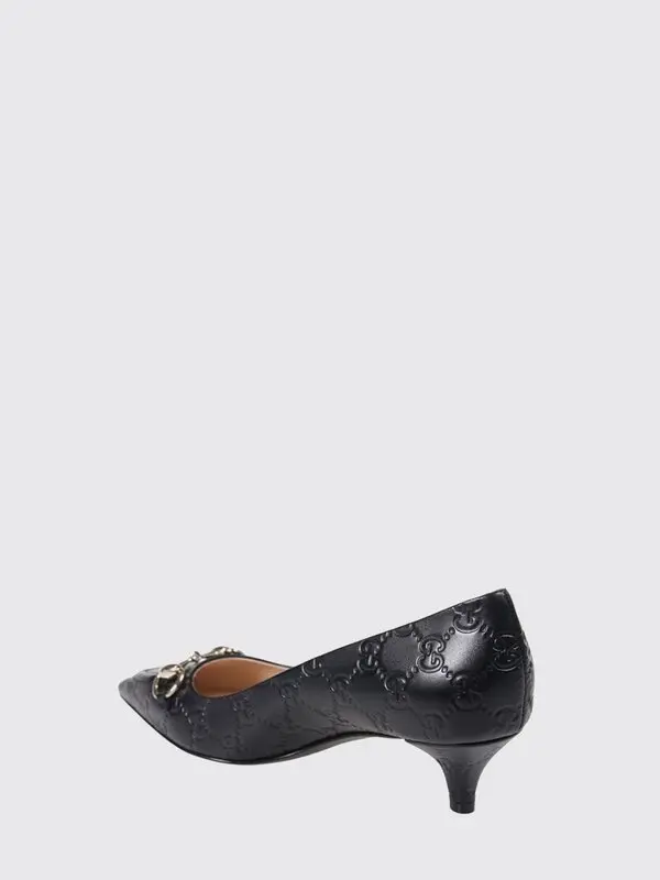 Gucci Embossed Leather Pumps With Horsebit Detail