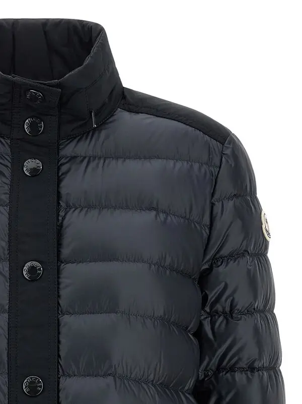 Moncler Origan Down Jacket With High Neck And Removable Hood - Blue