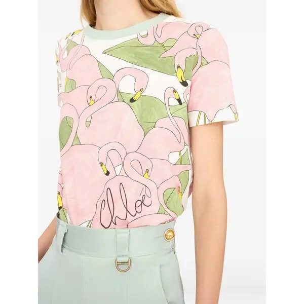 Chloé Printed Cotton T-shirt - Cream