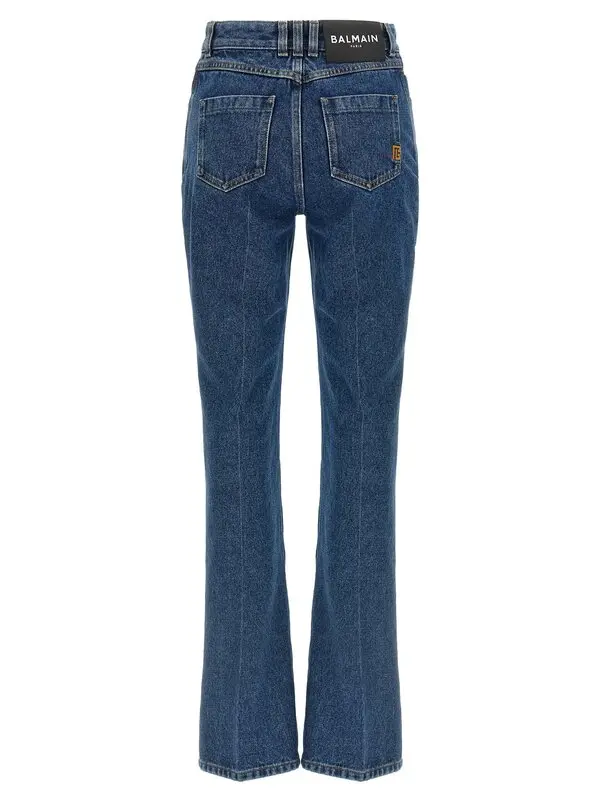 Balmain High Waist Embroidered Jeans