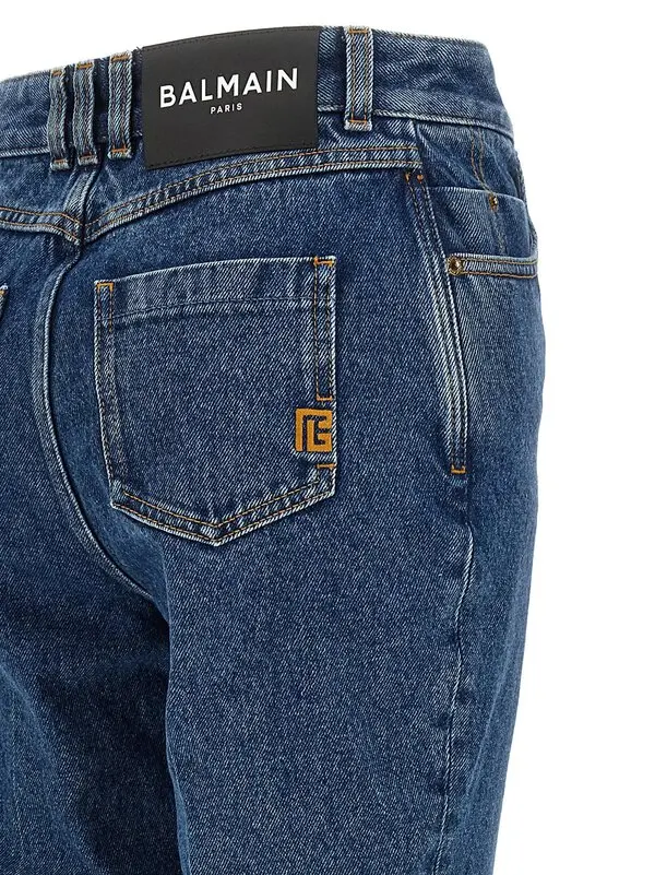 Balmain High Waist Embroidered Jeans