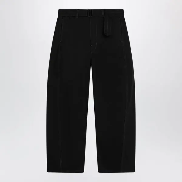LEMAIRE Cotton Trousers With Belt - Black