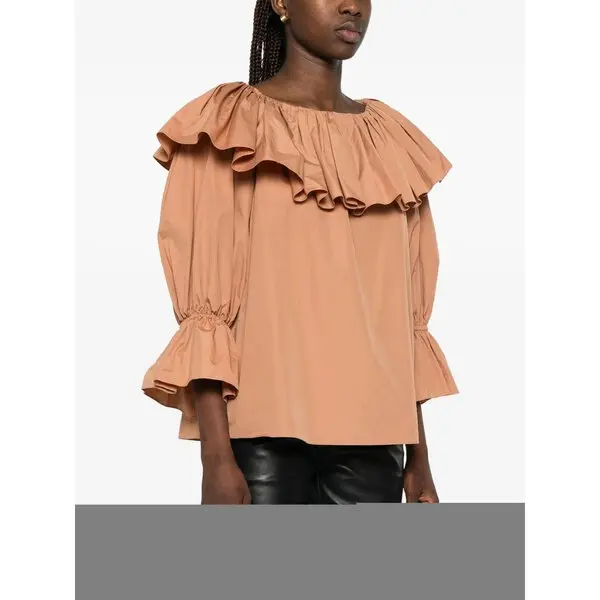 Chloé Ruffled Cotton Long Sleeve Blouse