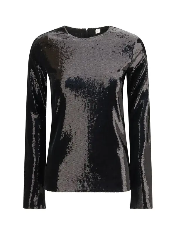 TOTEME Long-sleeved Sequin Top - Black
