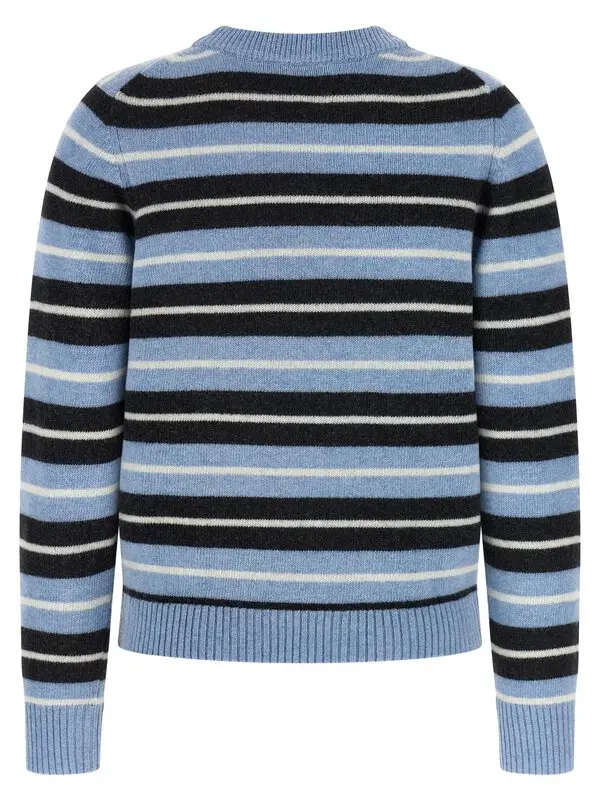 GANNI Graphic Wool Striped Sweater - Blue