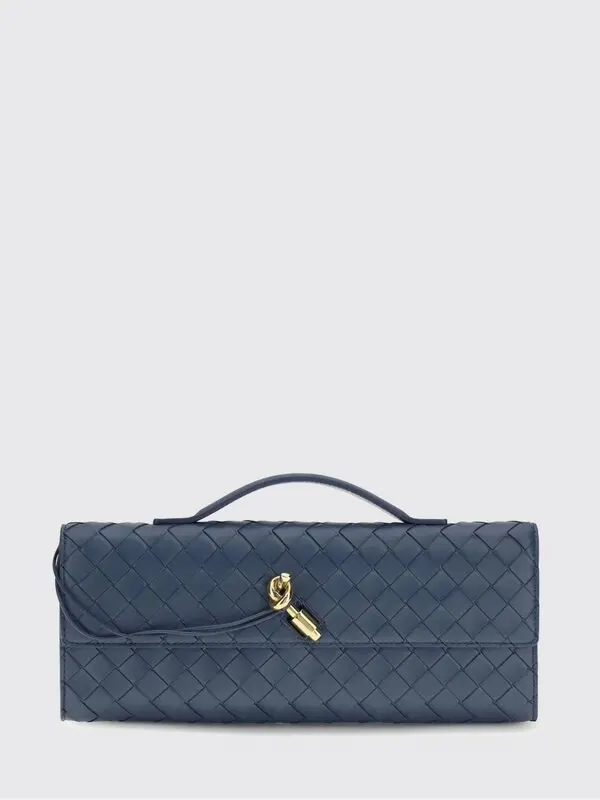 Bottega Veneta Woven Lambskin Clutch With Turn Lock - Blue