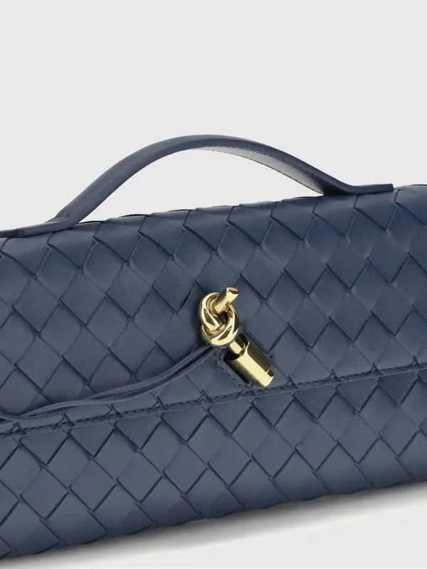 Bottega Veneta Woven Lambskin Clutch With Turn Lock - Blue