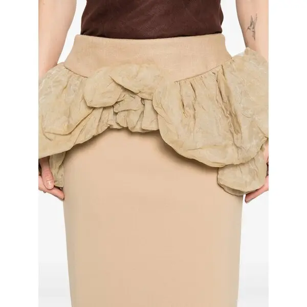Max Mara Fitted Skirt With Ruffle Detail - Cream