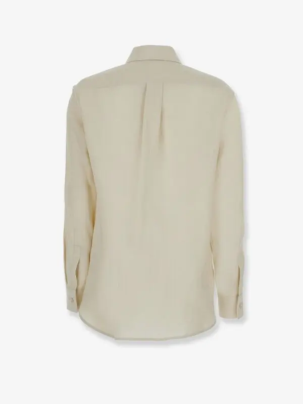 Max Mara Linen Shirt With Monogram Embroidery - Cream
