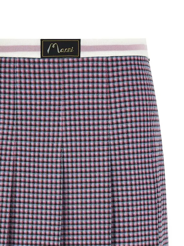 Marni Houndstooth Pleated Miniskirt - Purple