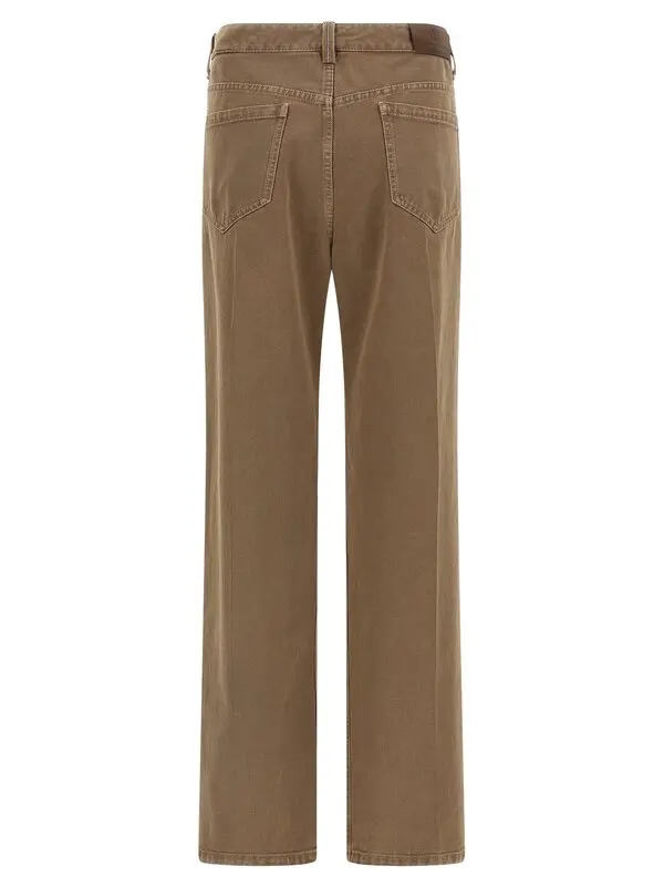 Brunello Cucinelli Garment-dyed Denim Trousers - Cream
