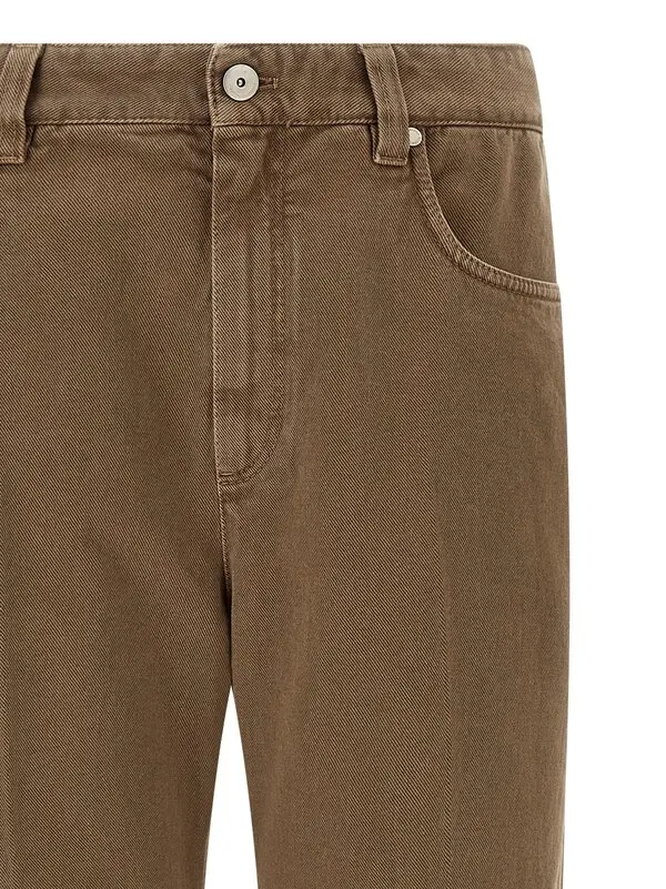 Brunello Cucinelli Garment-dyed Denim Trousers - Cream