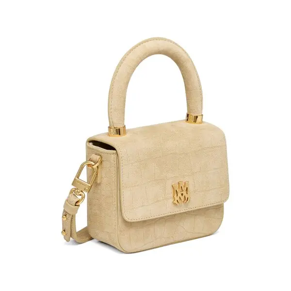 Amiri Beige Croc Embossed Calf Suede Satchel Bag