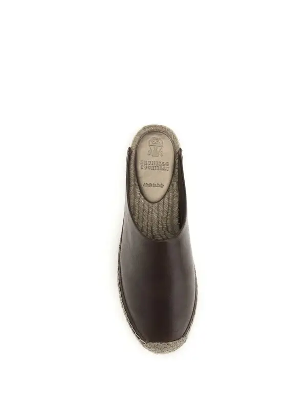 Brunello Cucinelli Leather Espadrille Mules