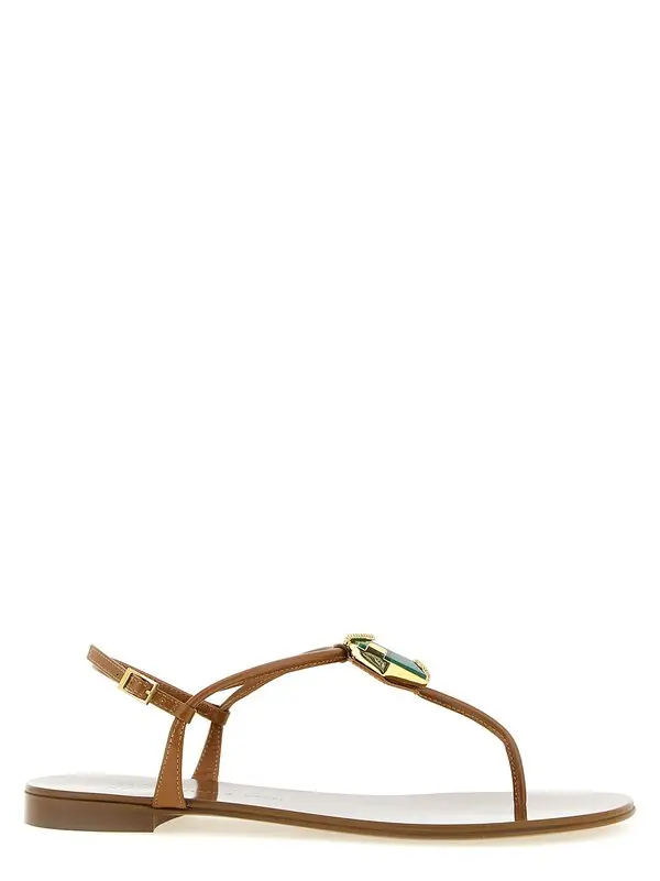 GIUSEPPE ZANOTTI Ganass" Embellished Leather Thong Sandals