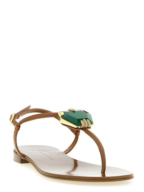 GIUSEPPE ZANOTTI Ganass" Embellished Leather Thong Sandals